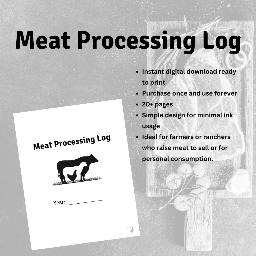 Meat Processing Log Printable Meat Processing Log Meat Inventory ...