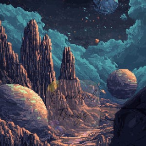 Poster Bundle Retro Space Pixel Art Set 4 Galactic Prints for Sci-fi ...