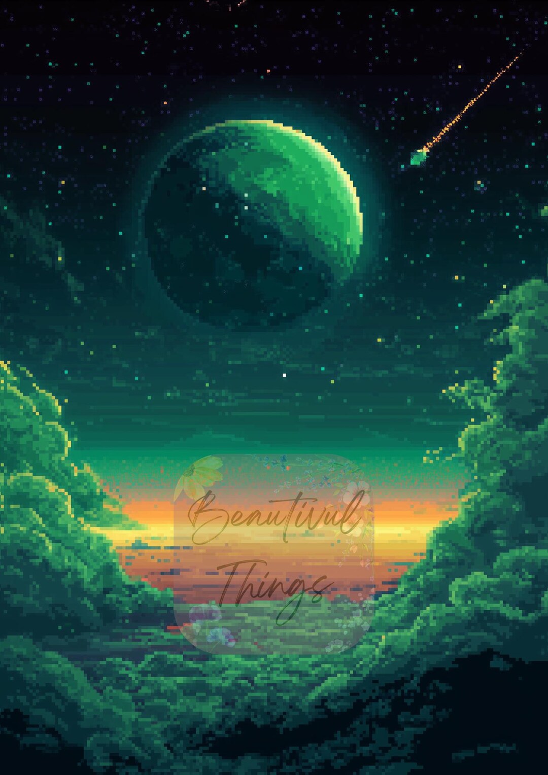 Poster Bundle Retro Space Pixel Art Set 4 Galactic Prints for Sci-fi ...