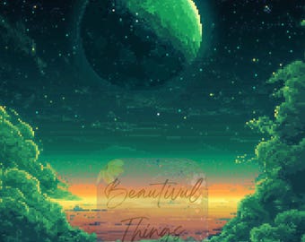 Poster Bundle Retro Space Pixel Art Set 4 Galactic Prints for Sci-fi ...