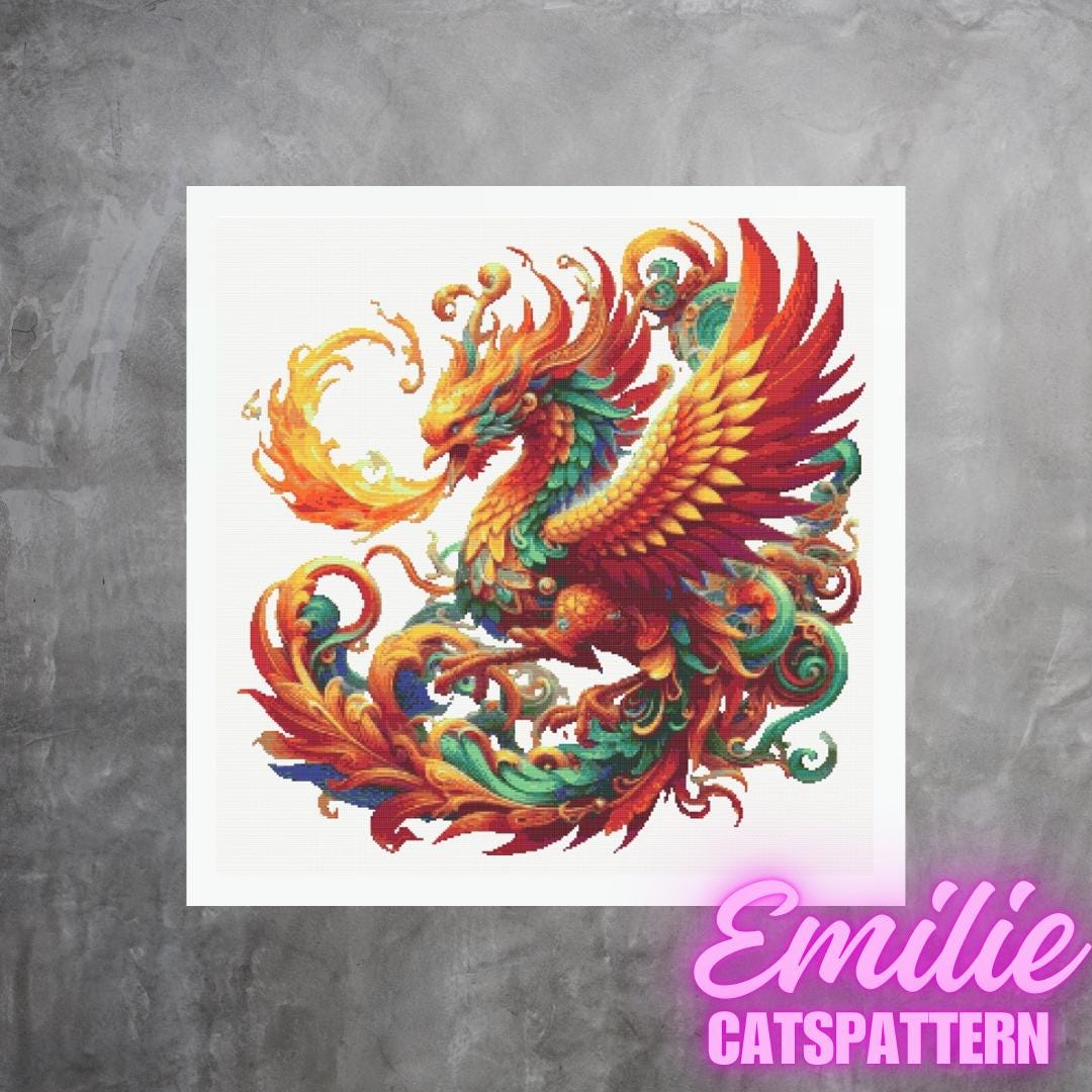 Phoenix PDF Cross Stitch Pattern, Instant Download, Modern Fantasy ...