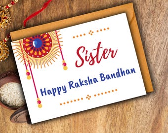 Raksha Bandhan Card for Brother, Printable Rakhi Card for Bhai, Happy Raksha Bandhan, Brother ...