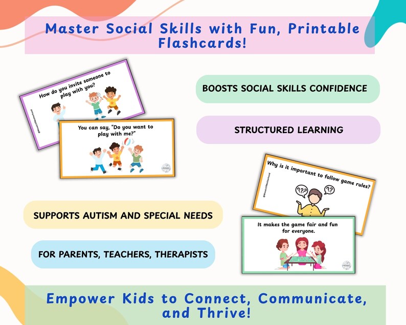 Printable Social Skills Flashcards for Kids | Autism Special Needs ...
