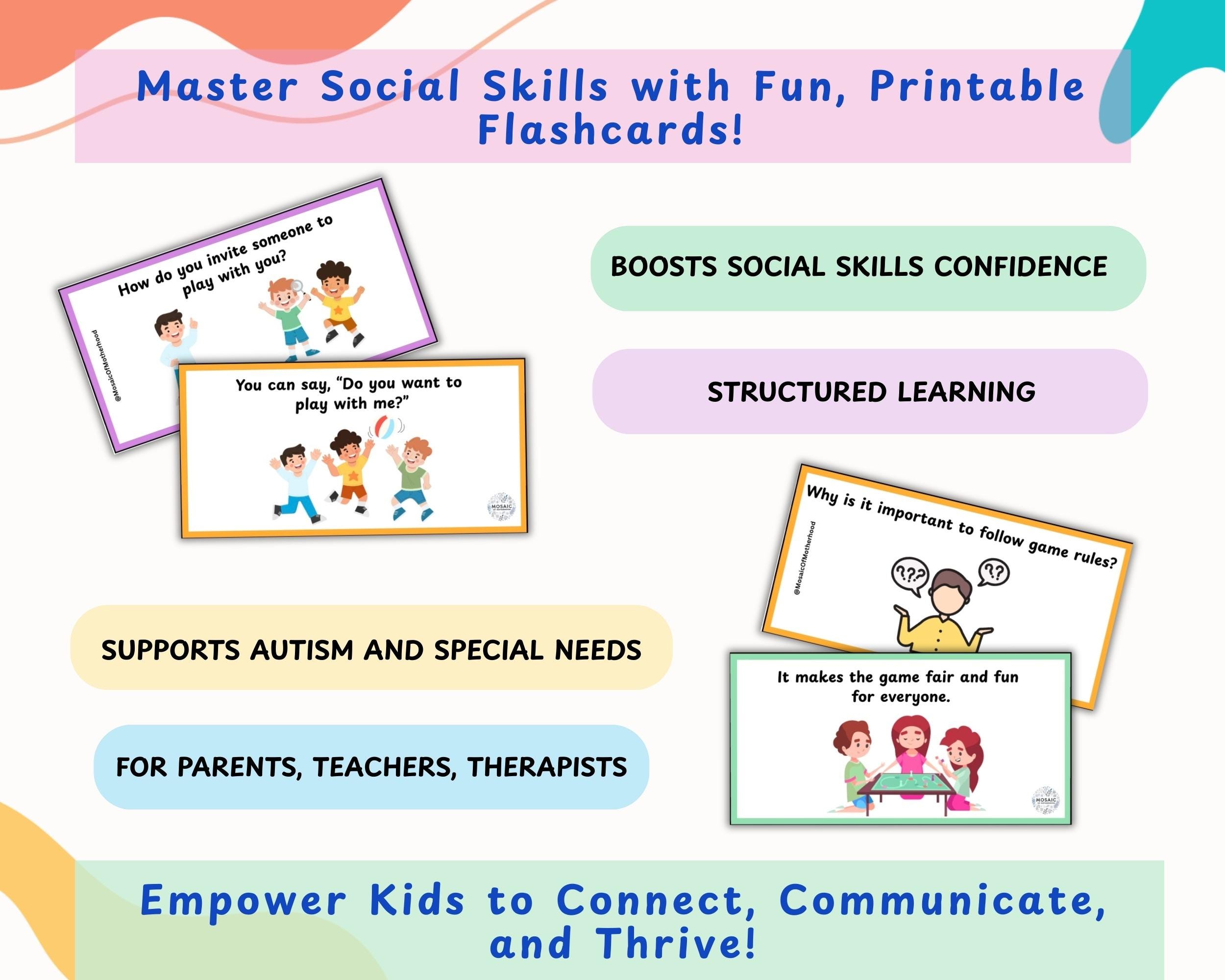 Printable Social Skills Flashcards for Kids | Autism Special Needs ...