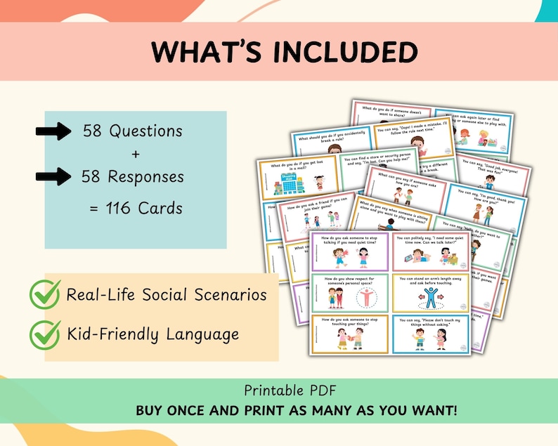 Printable Social Skills Flashcards for Kids | Autism Special Needs ...