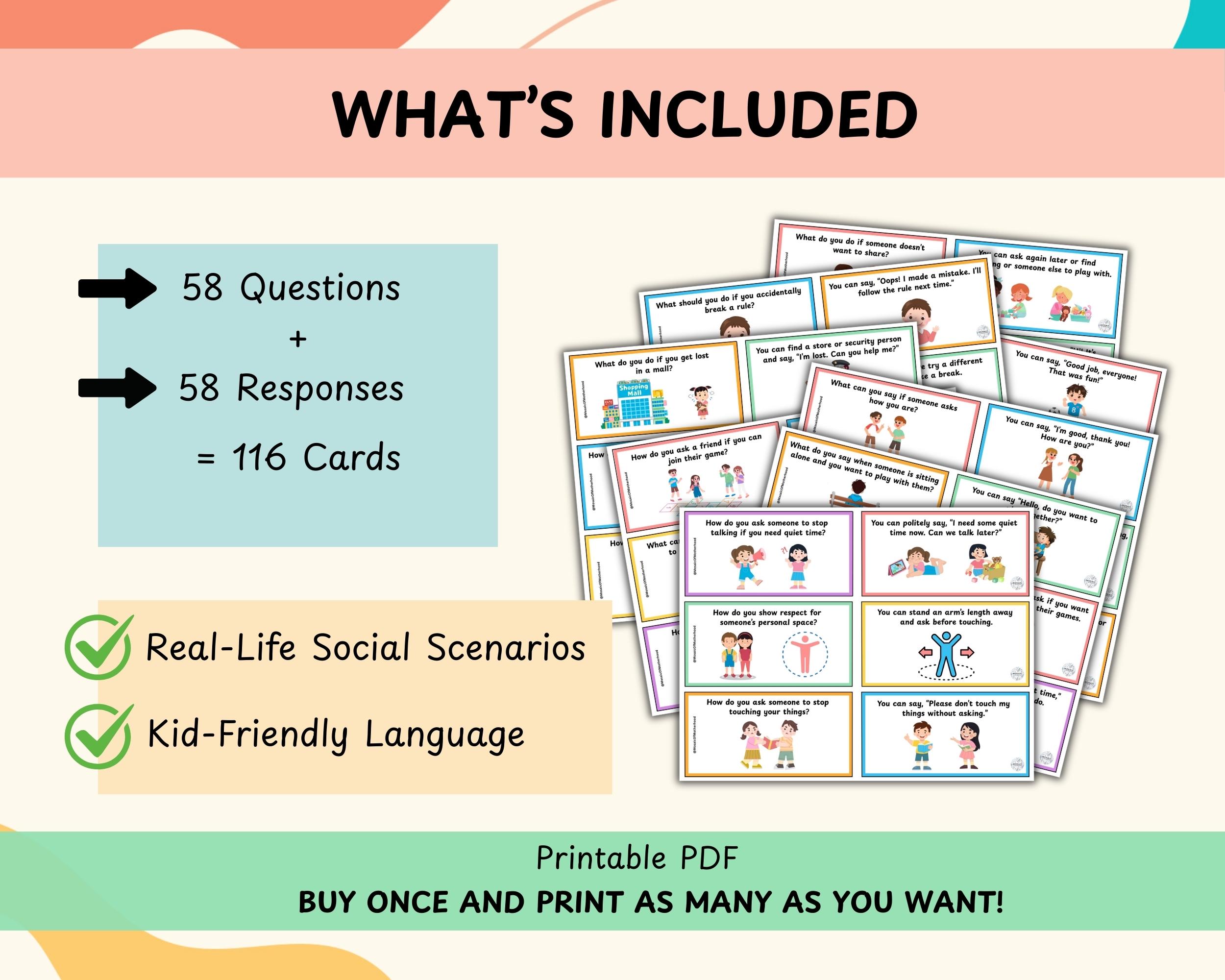 Printable Social Skills Flashcards for Kids | Autism Special Needs ...