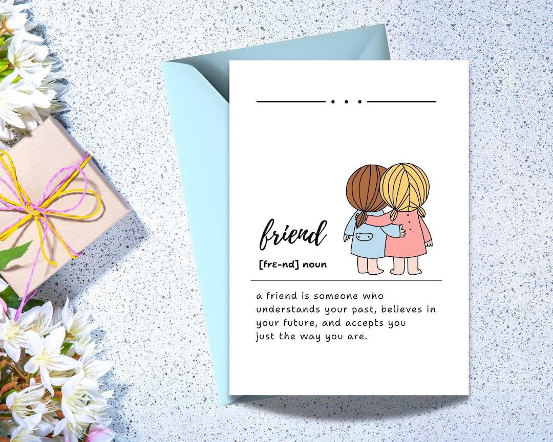 Friend Definition Card, Friendship Card, Cute Card for Friend ...