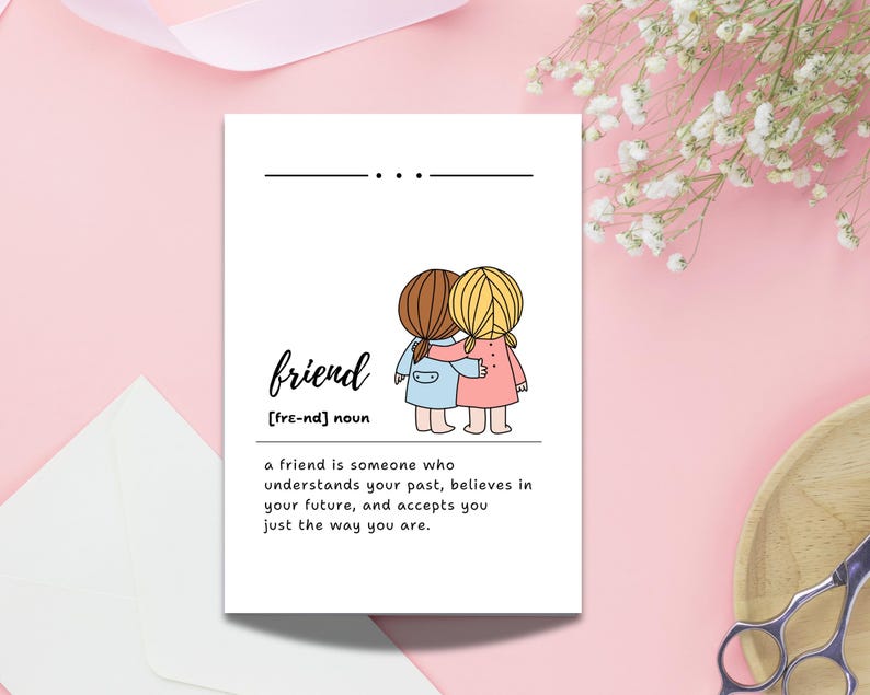 Friend Definition Card, Friendship Card, Cute Card for Friend ...