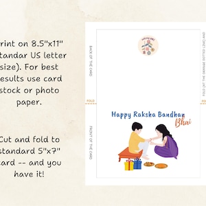 Raksha Bandhan Card for Brother, Printable Rakhi Card for Bhai, Happy Raksha Bandhan, Brother ...