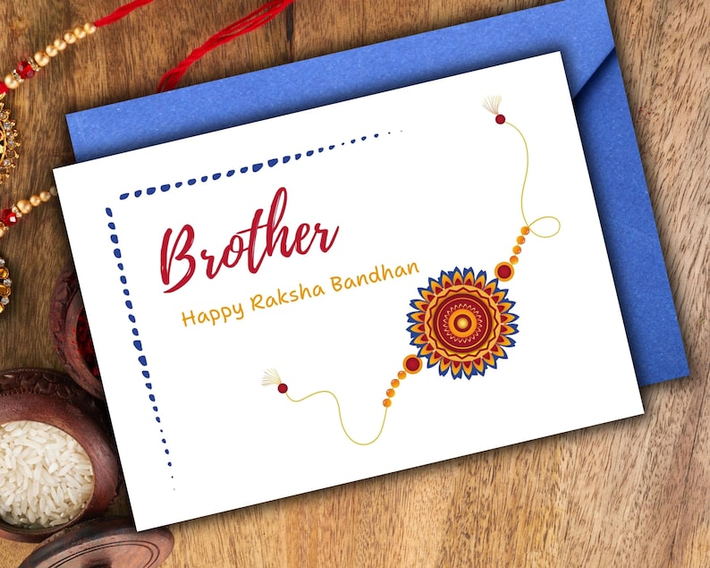 Raksha Bandhan Card for Brother, Printable Rakhi Card for Bhai, Happy ...
