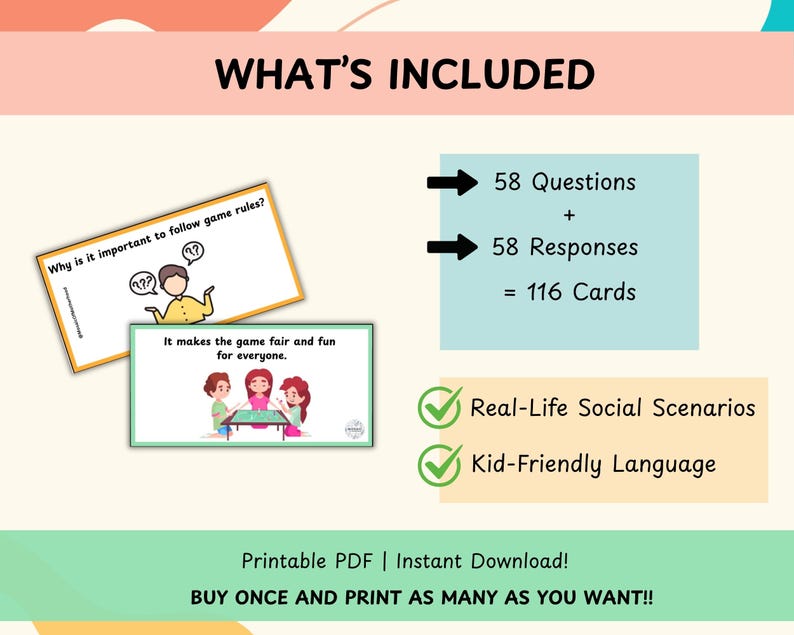 Printable Social Skills Flashcards for Kids | Autism Special Needs ...