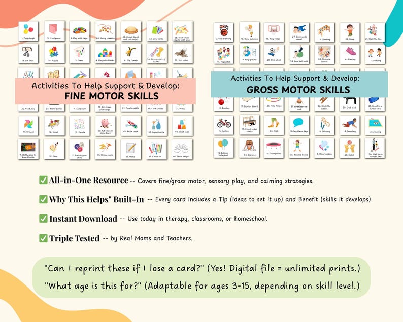 Occupational Therapy Activity Cards Bundle- 192 Visuals for Fine and ...