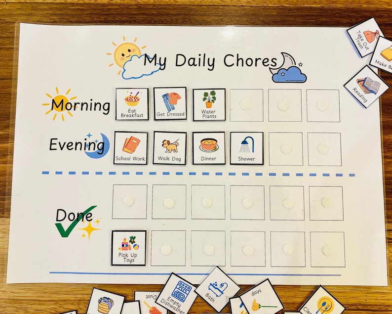 Kids Daily Responsibilities Chart, Printable Daily Routine, Chore Chart ...