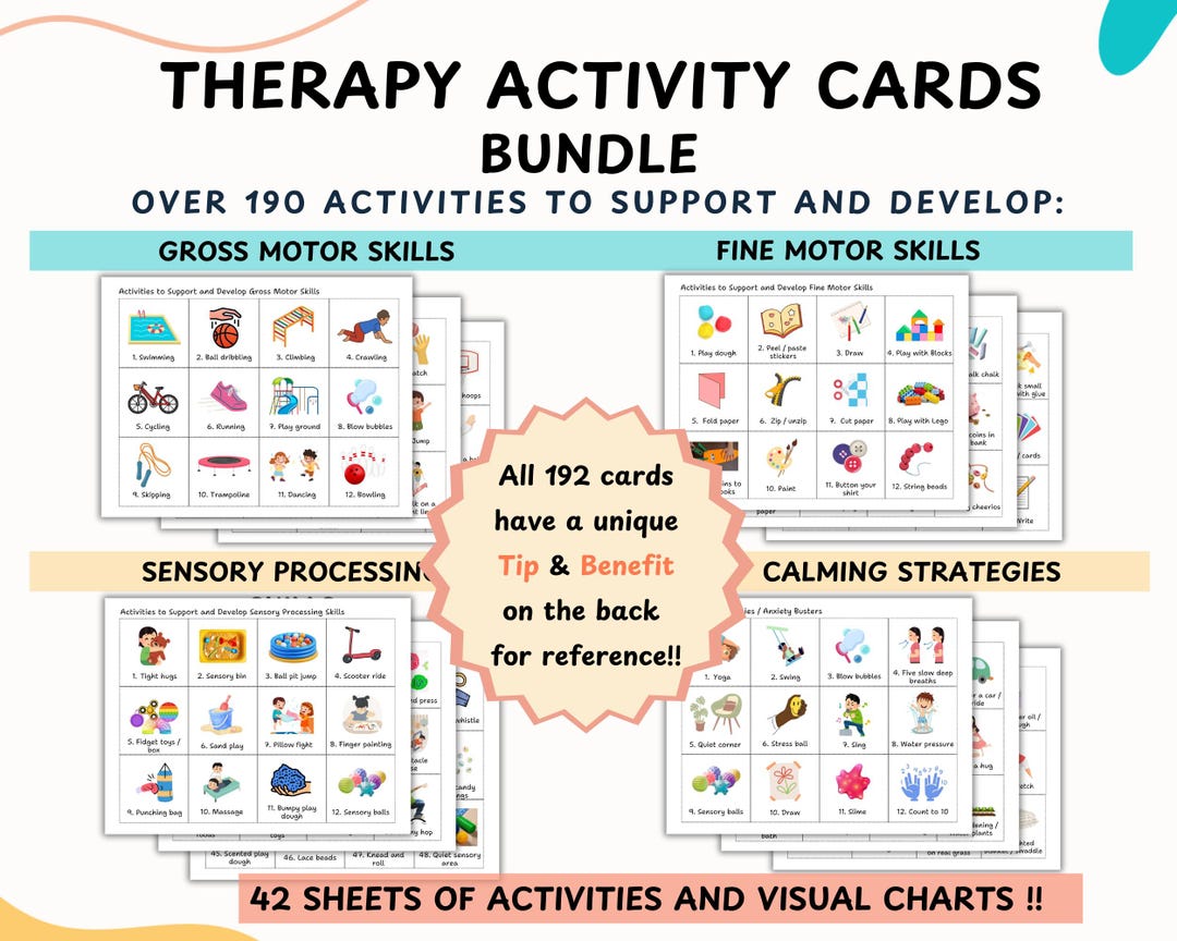 Occupational Therapy Activity Cards Bundle- 192 Visuals for Fine and ...