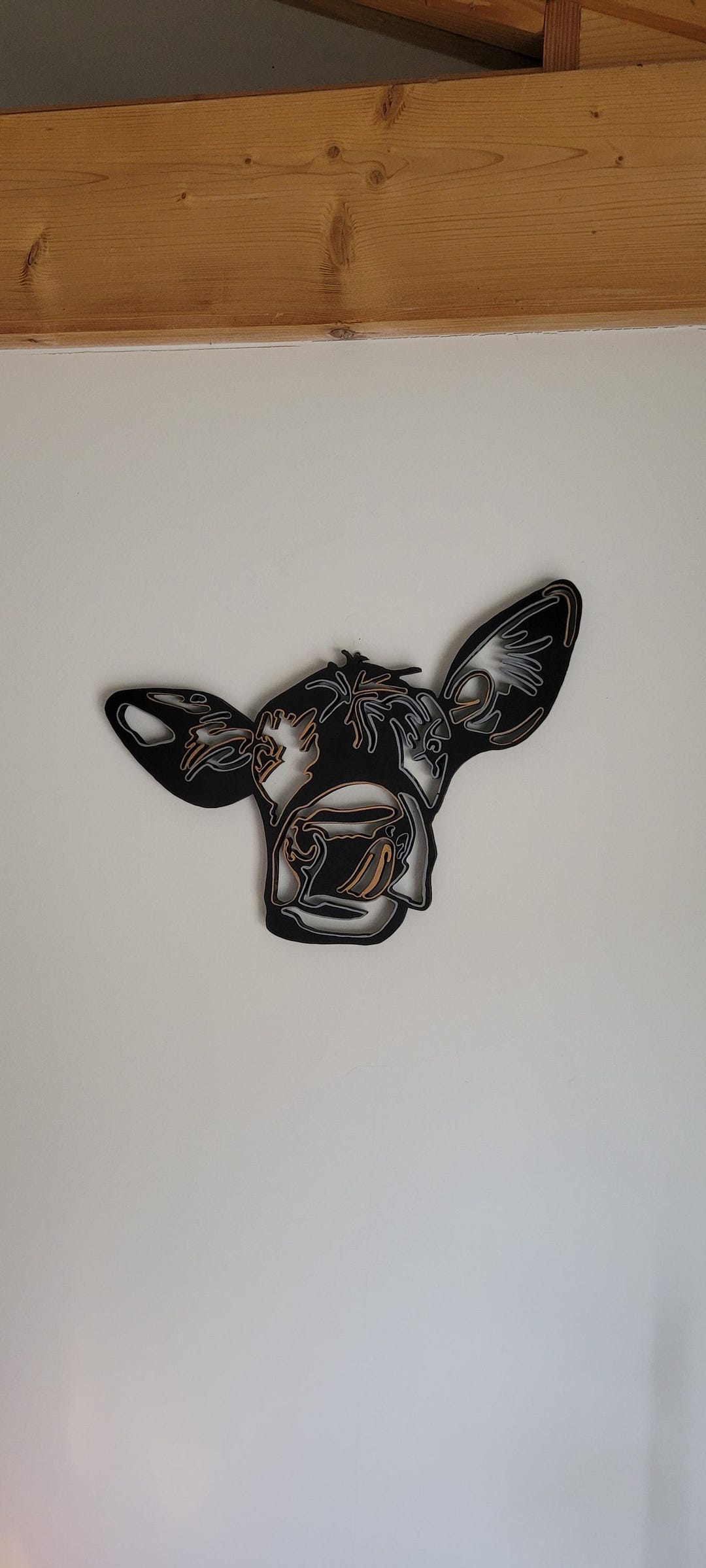 Elegant Cow Head, Wooden Wall Decor, XXL Sign, Rustic and Country Style ...