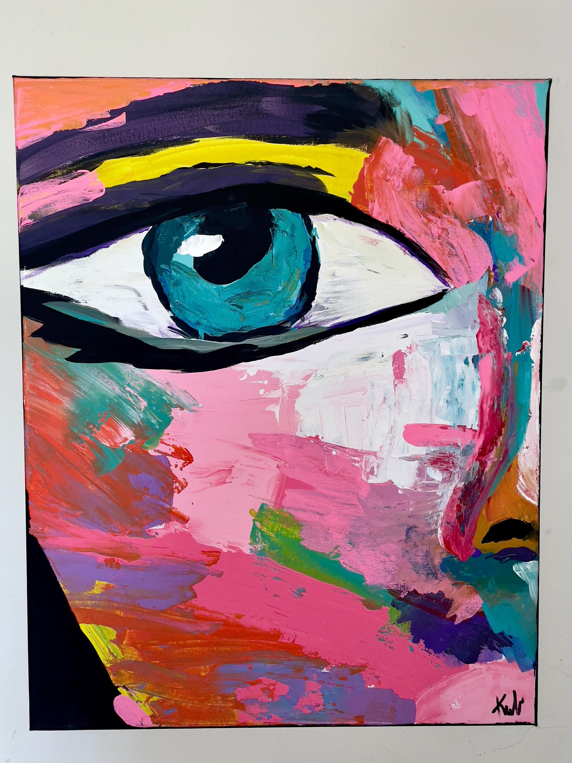 Abstract Pink Face - ORIGINAL CANVAS - Etsy
