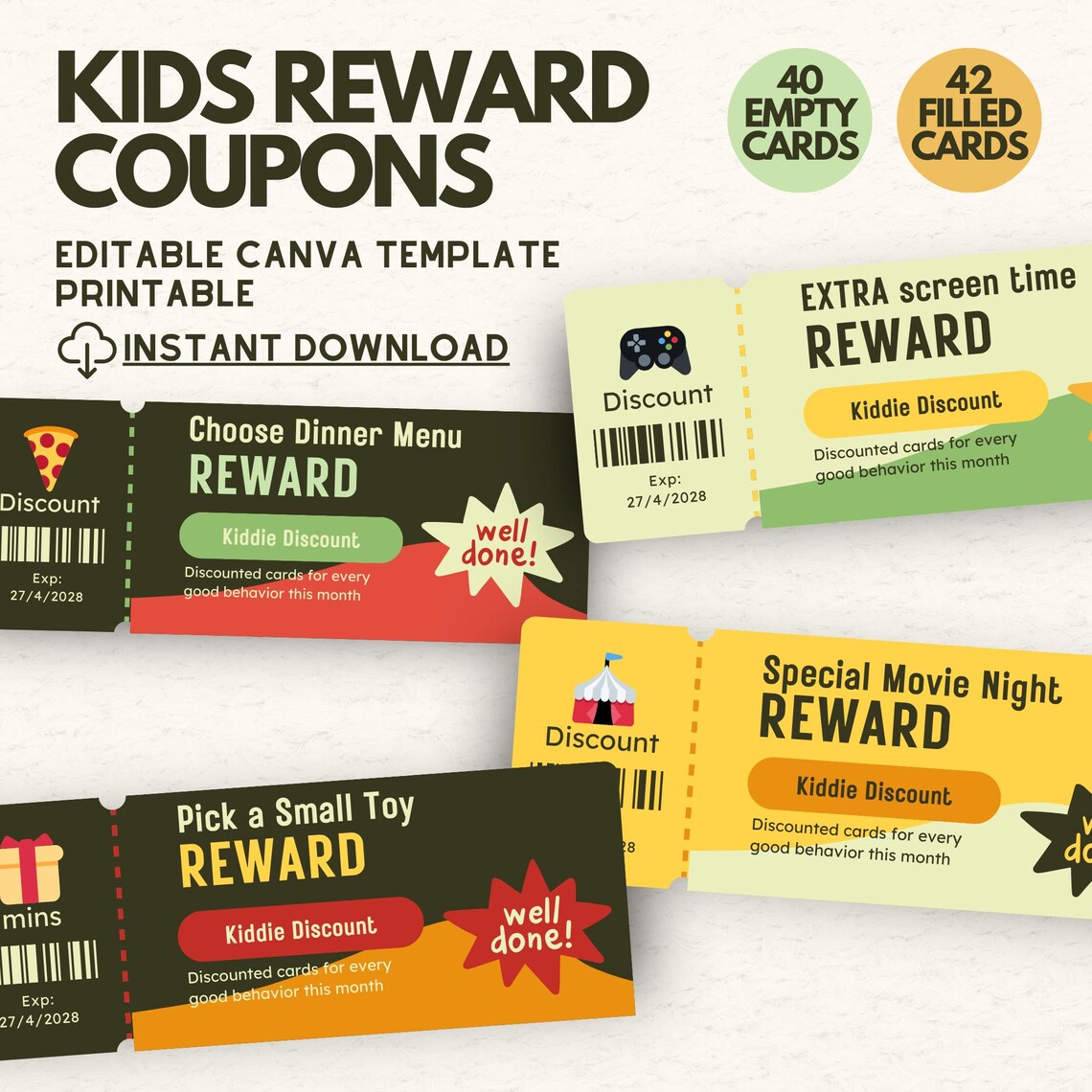 Kids' Reward Coupons - Digital Download - Etsy