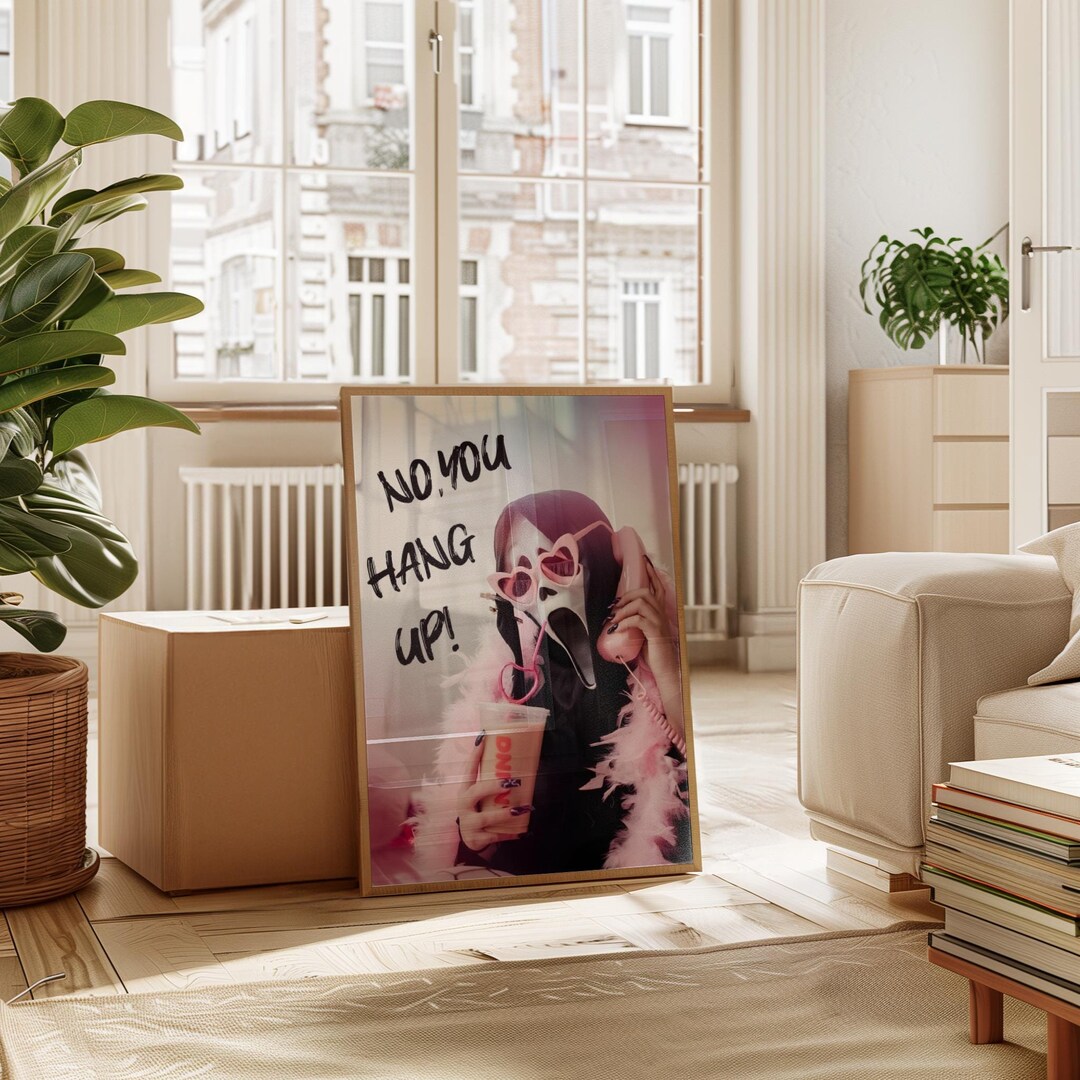 Ghostface Print Pink Halloween Print Preppy Halooween Wall Art Spooky ...