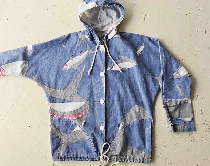 Vintage Shark Jacket | Michigan Rag Co | 1980s Jacket | up to L - Etsy