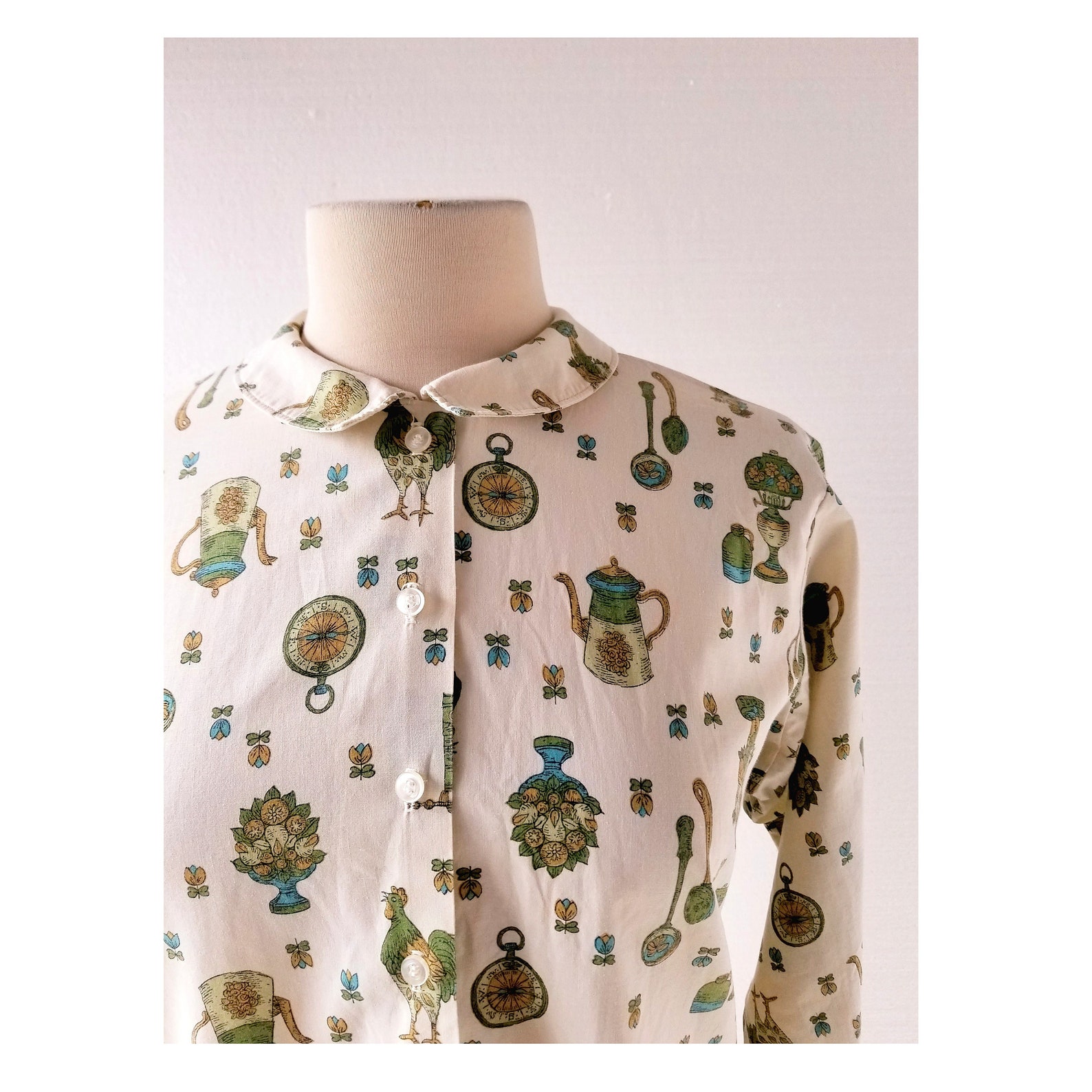 Vintage 1950s Blouse Country Kitchen Novelty Print Blouse | Etsy