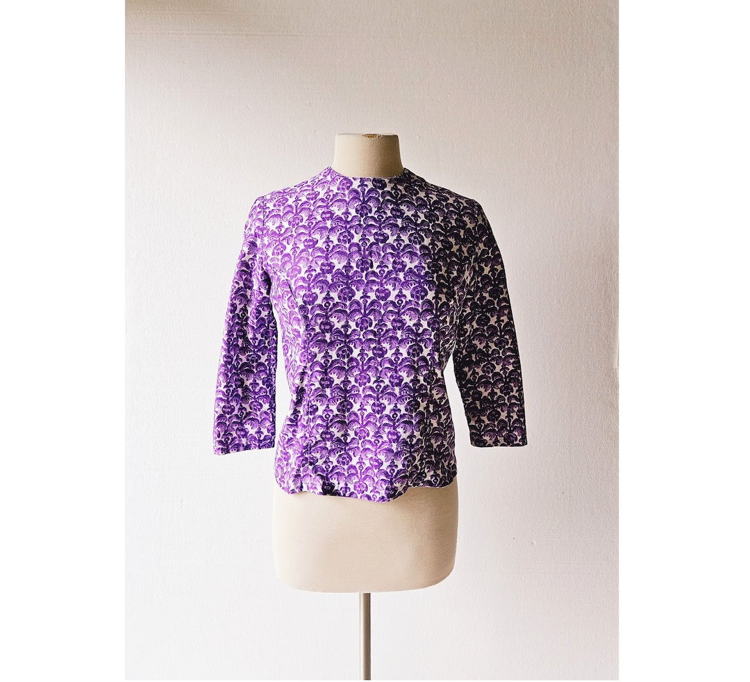 Vintage 1950s Top Purple Plumes 50s Blouse Small S - Etsy