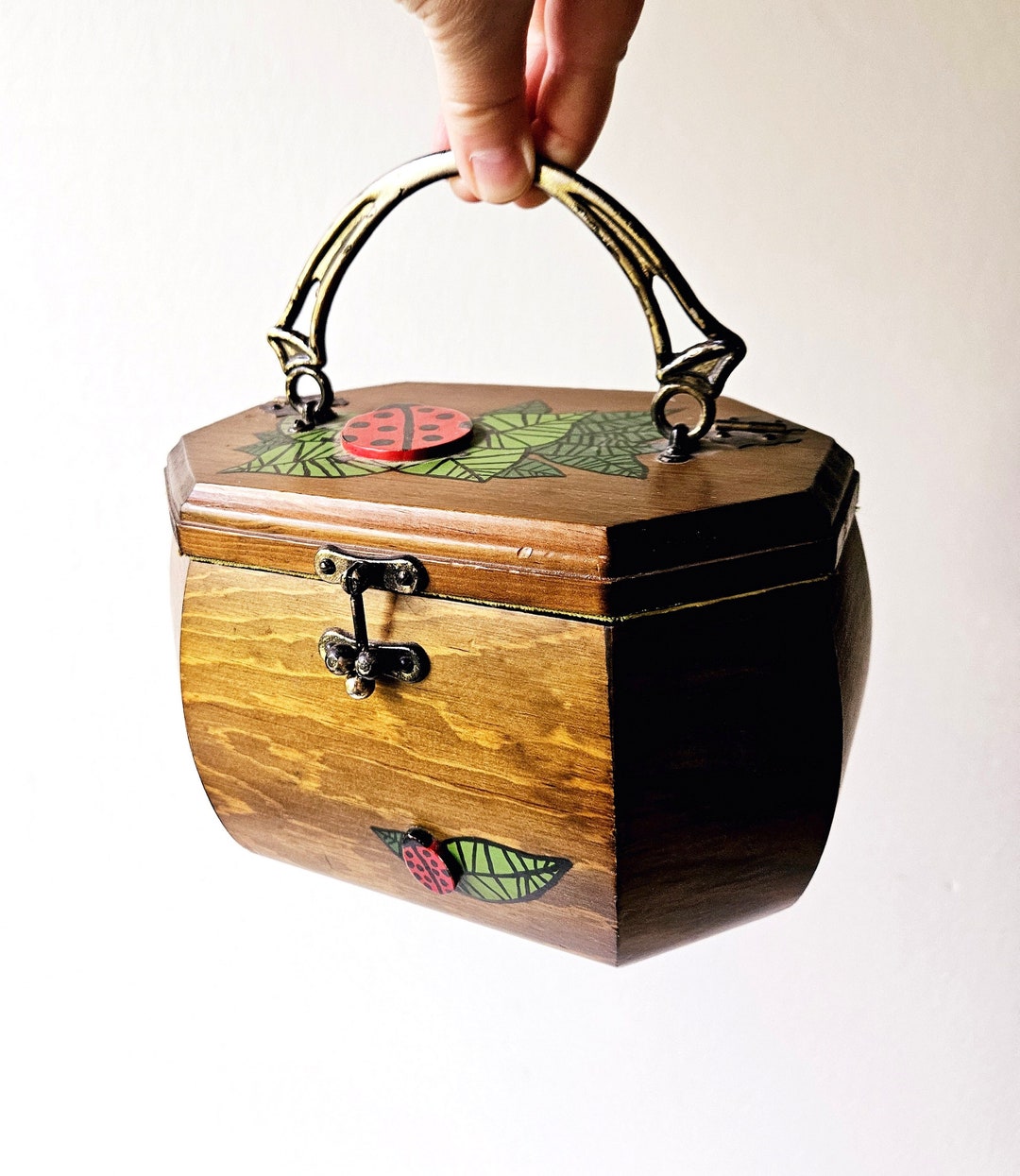 Vintage Ladybug Bag | Wooden Box Purse | 1970s Purse - Etsy