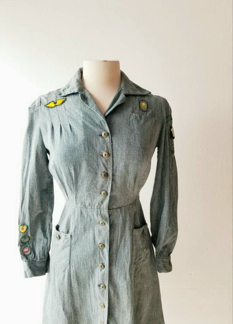 Vintage Girl Scout Uniform 1940s Dress 1950s Uniform Xs Etsy