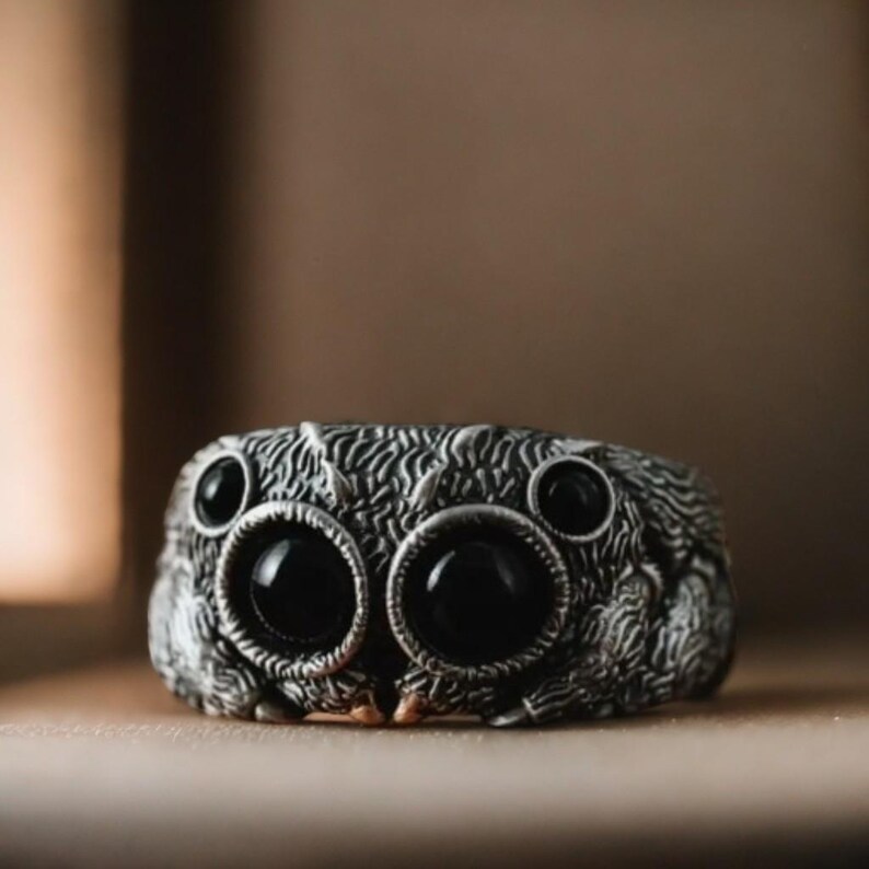 Spider Ring With Agate Eyes Ring, Gothic Adjustable Resizable Ring ...