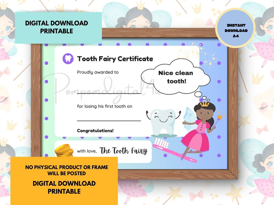 Tooth Fairy Certificate for Boys | Printable PDF | First Tooth Fairy ...