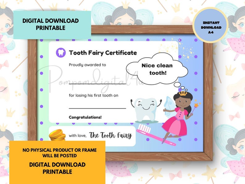Tooth Fairy Certificate for Boys | Printable PDF | First Tooth Fairy ...