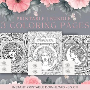 Medusa Coloring Pages | Digital Download | Intricate Snake Background ...