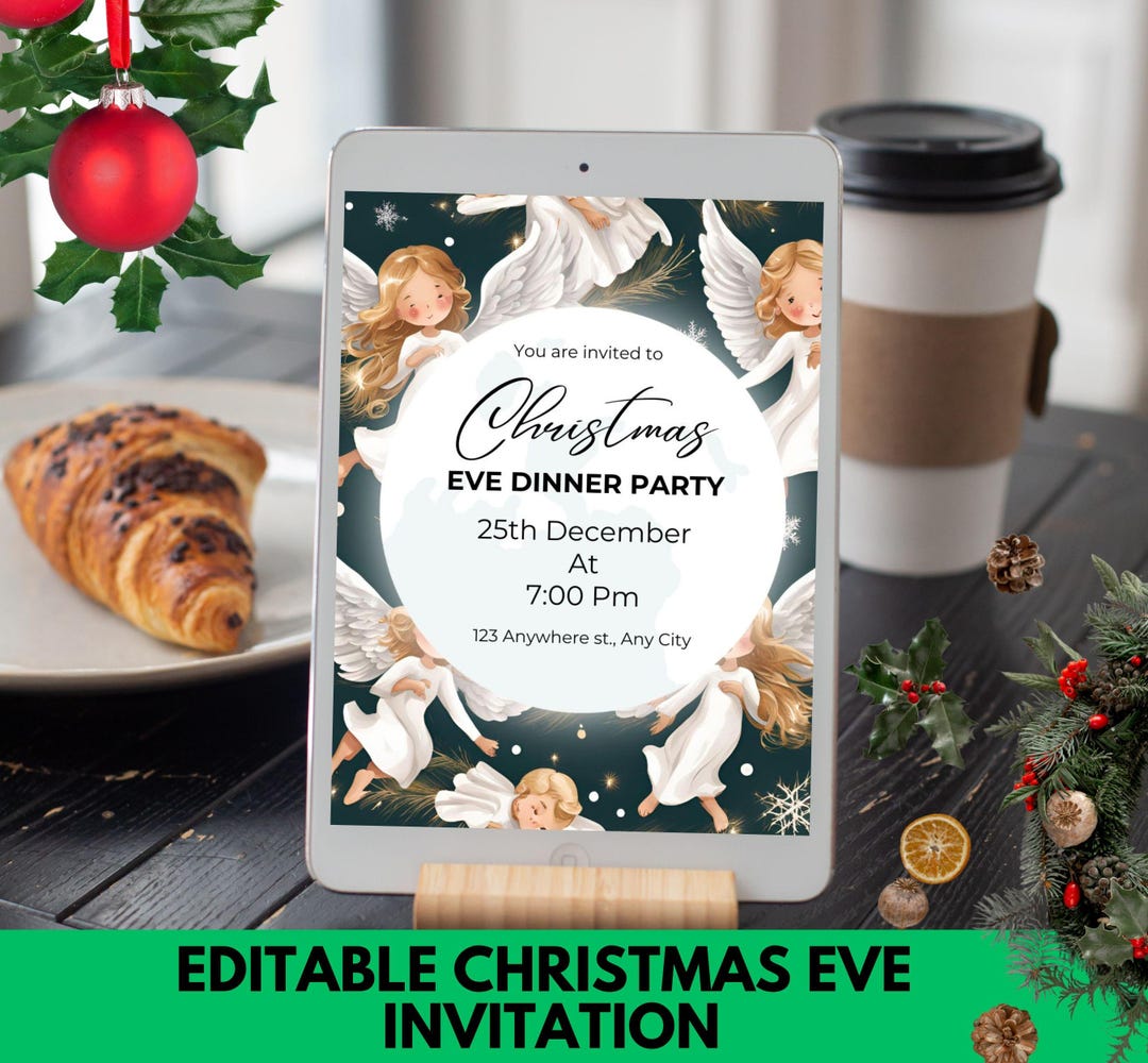 Editable Christmas Eve Party Invitation | Canva Template | Virtual ...