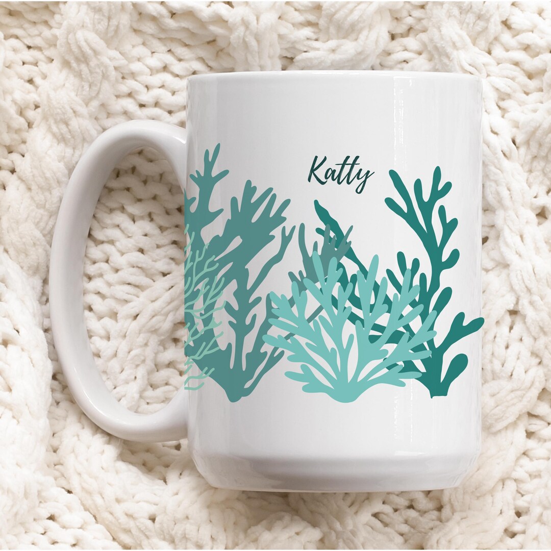 Custom Beach Kitchen Mug Gift Idea Custom Coral Reef Mug Coastal Coffee ...