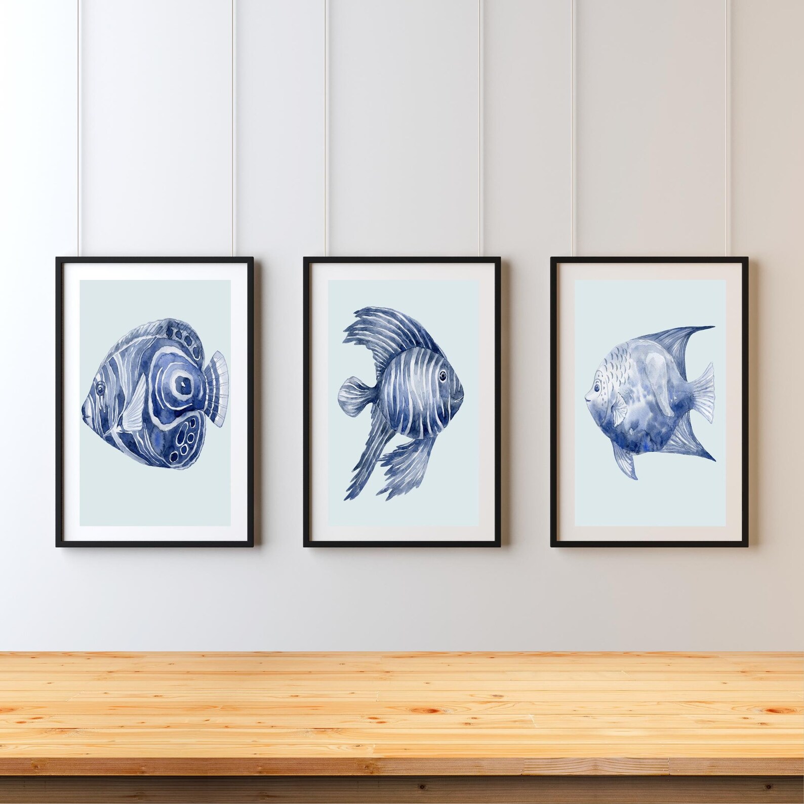 Ocean Life Triptych Printable Abstract Fish Designs Coastal Decor ...