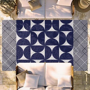 Coastal Navy Blue Pattern Rug Beach Dark Blue Home Decor Nautical ...