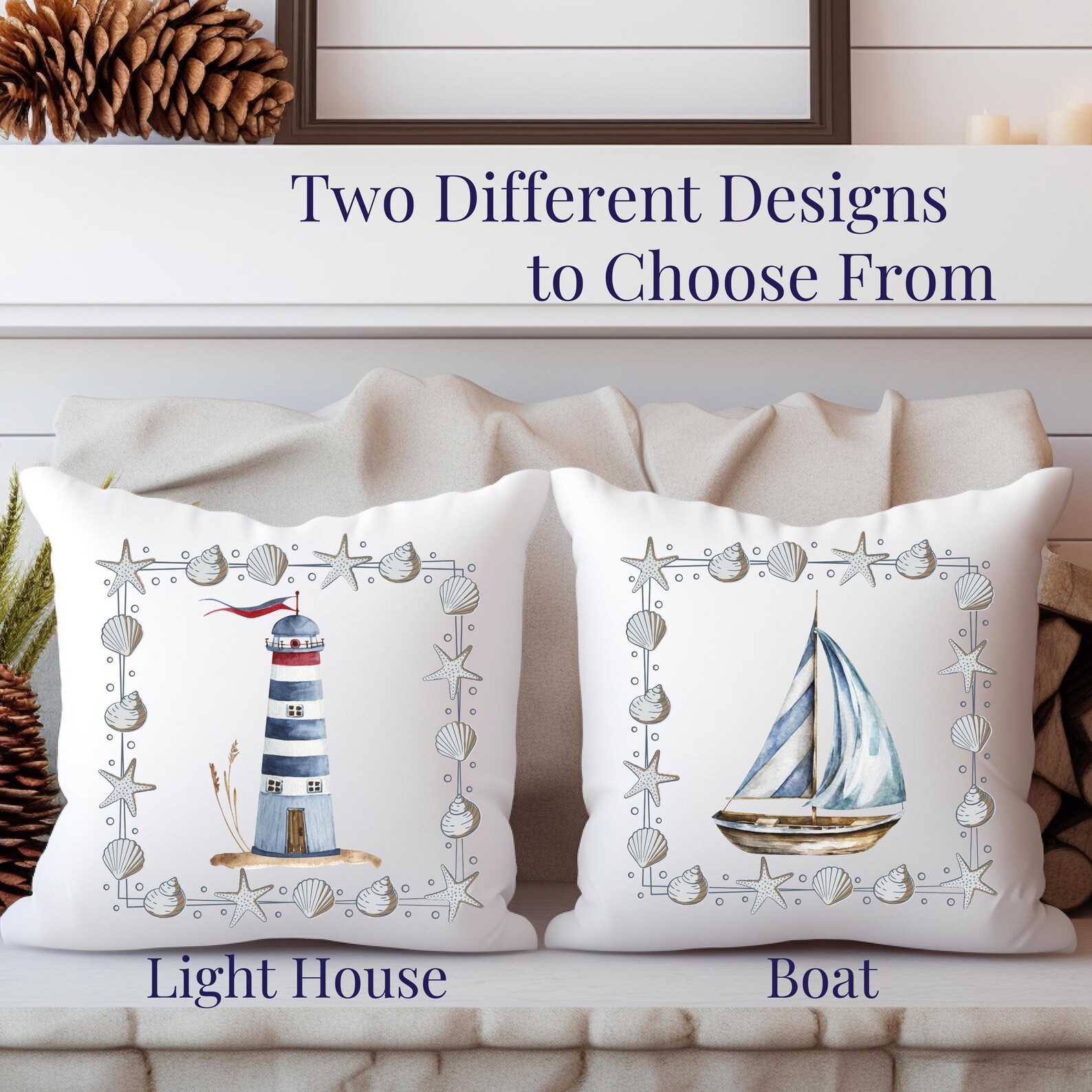 Lighthouse Pillow Cover Coastal Beach House Nautical Decor - Etsy