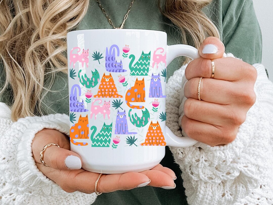 Cat Mug Color Kitten Cup Kitchen Decor Cup Cat Lover Gift Idea Abstract ...