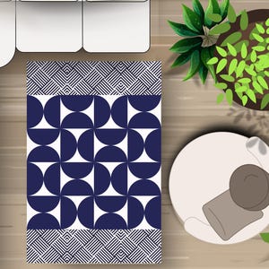 Coastal Navy Blue Pattern Rug Beach Dark Blue Home Decor Nautical ...