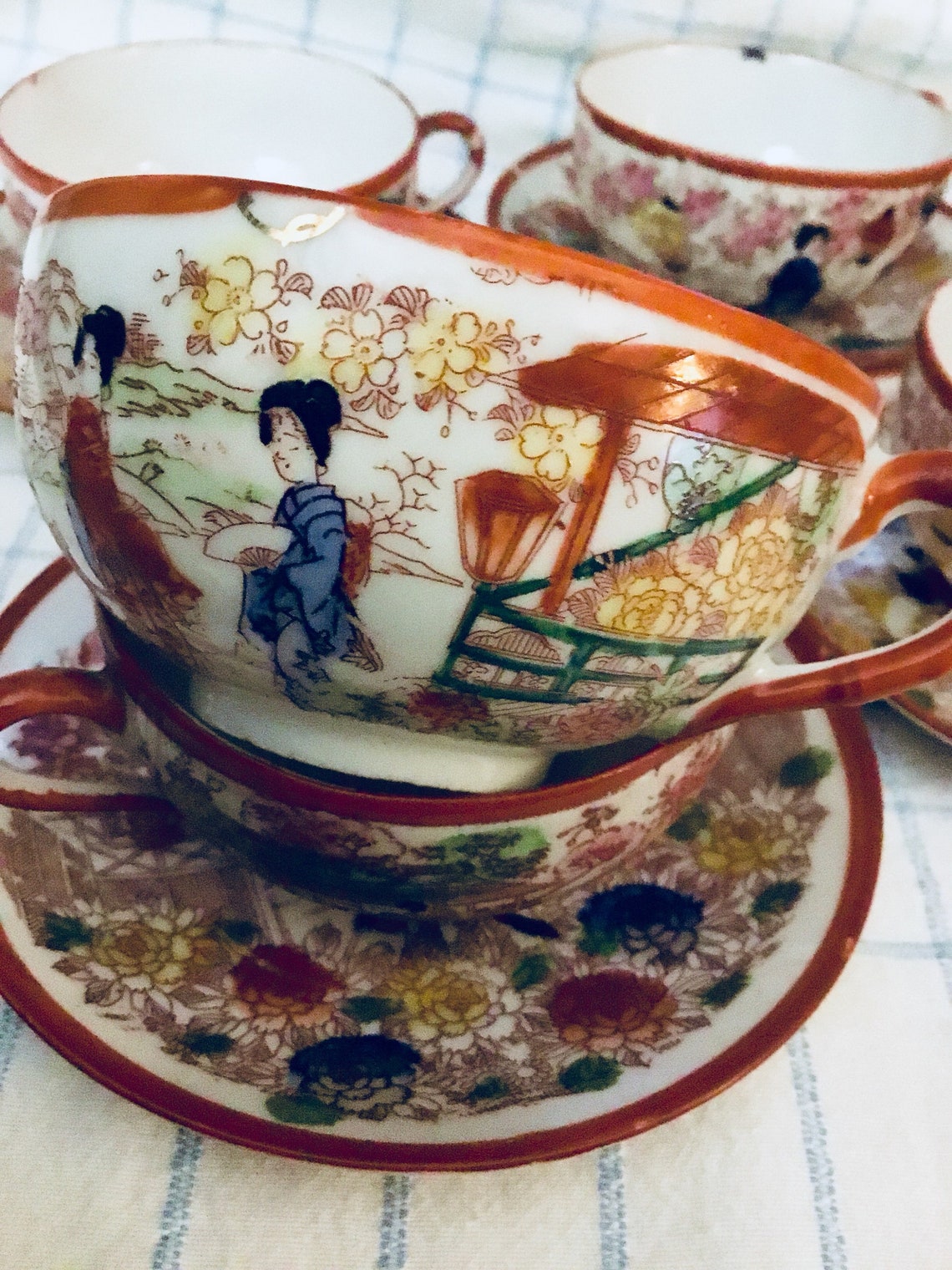 Vintage Geisha Tea Cup and Matching Plates One Set Antique - Etsy