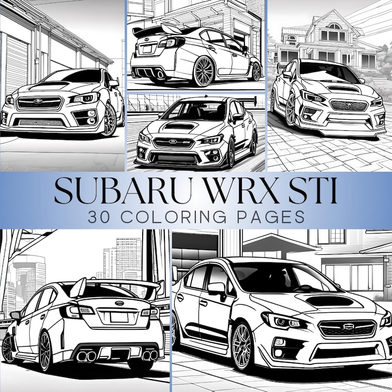 Subaru WRX STI Coloring Pages: 30 Car Designs (PDF Download) - Etsy
