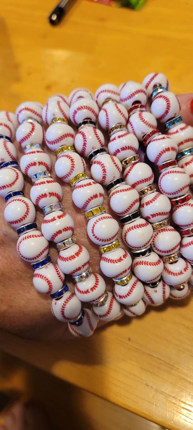 Baseball Bling Beaded Bracelet - Etsy