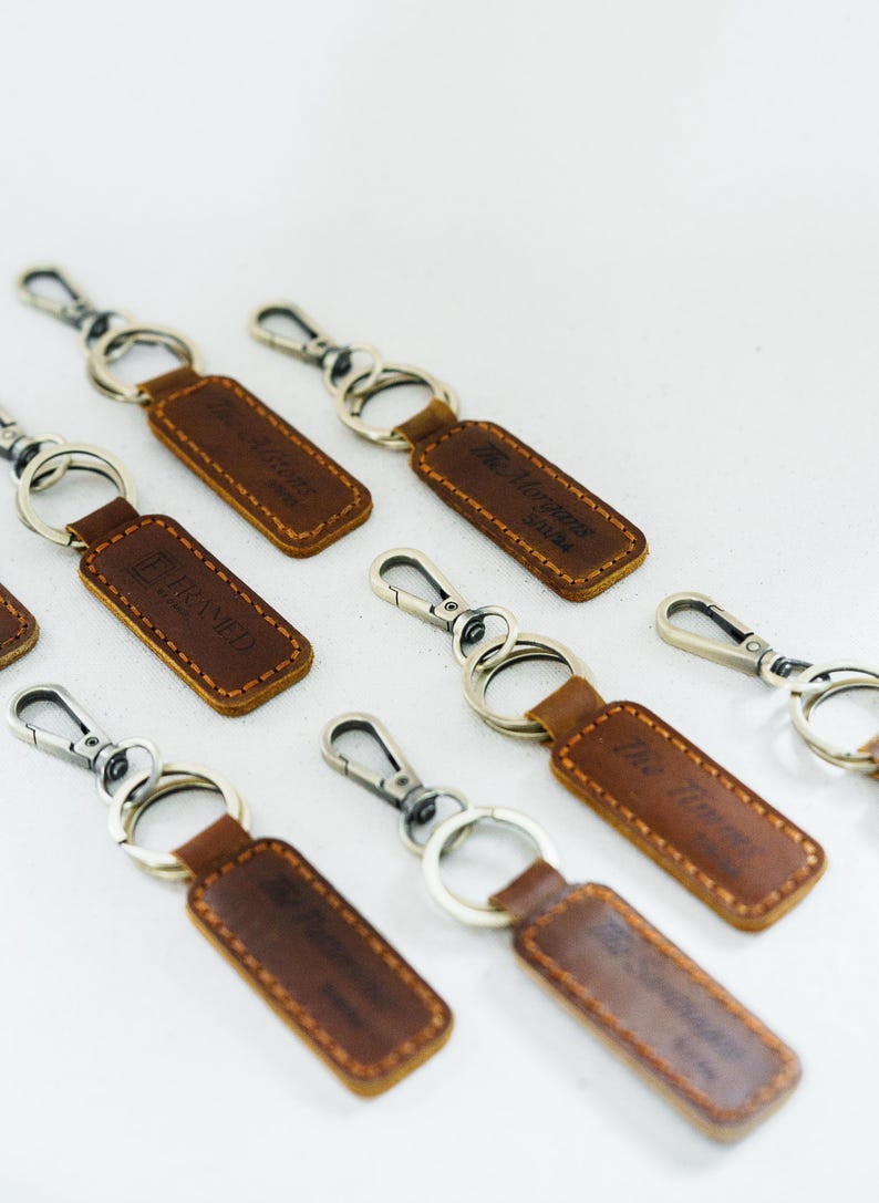 Personalized Leather Keychain Engraved Monogram Key Tag - Etsy