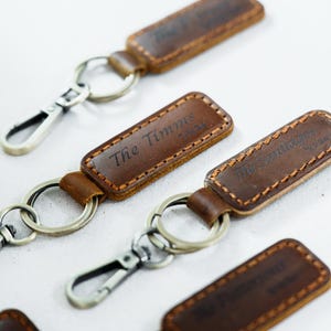 Personalized Leather Keychain Engraved Monogram Key Tag - Etsy