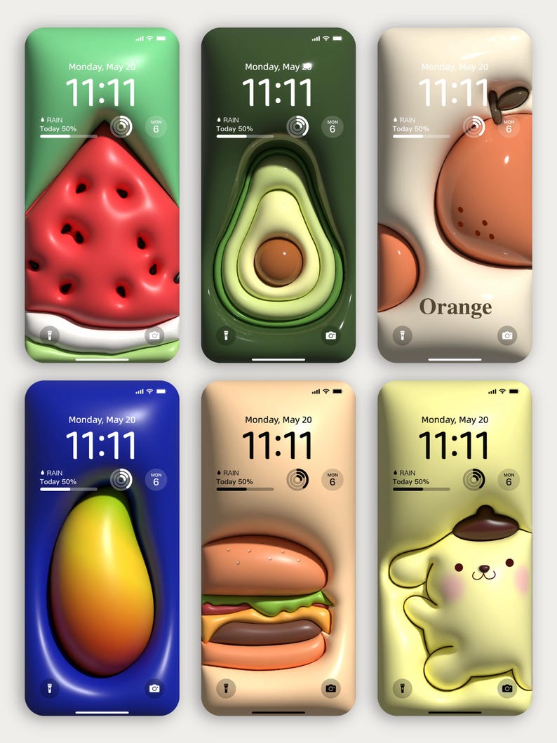 6 Cartoon 3D Smartphone Wallpaper Bundle | Digital Download 4k | Home ...