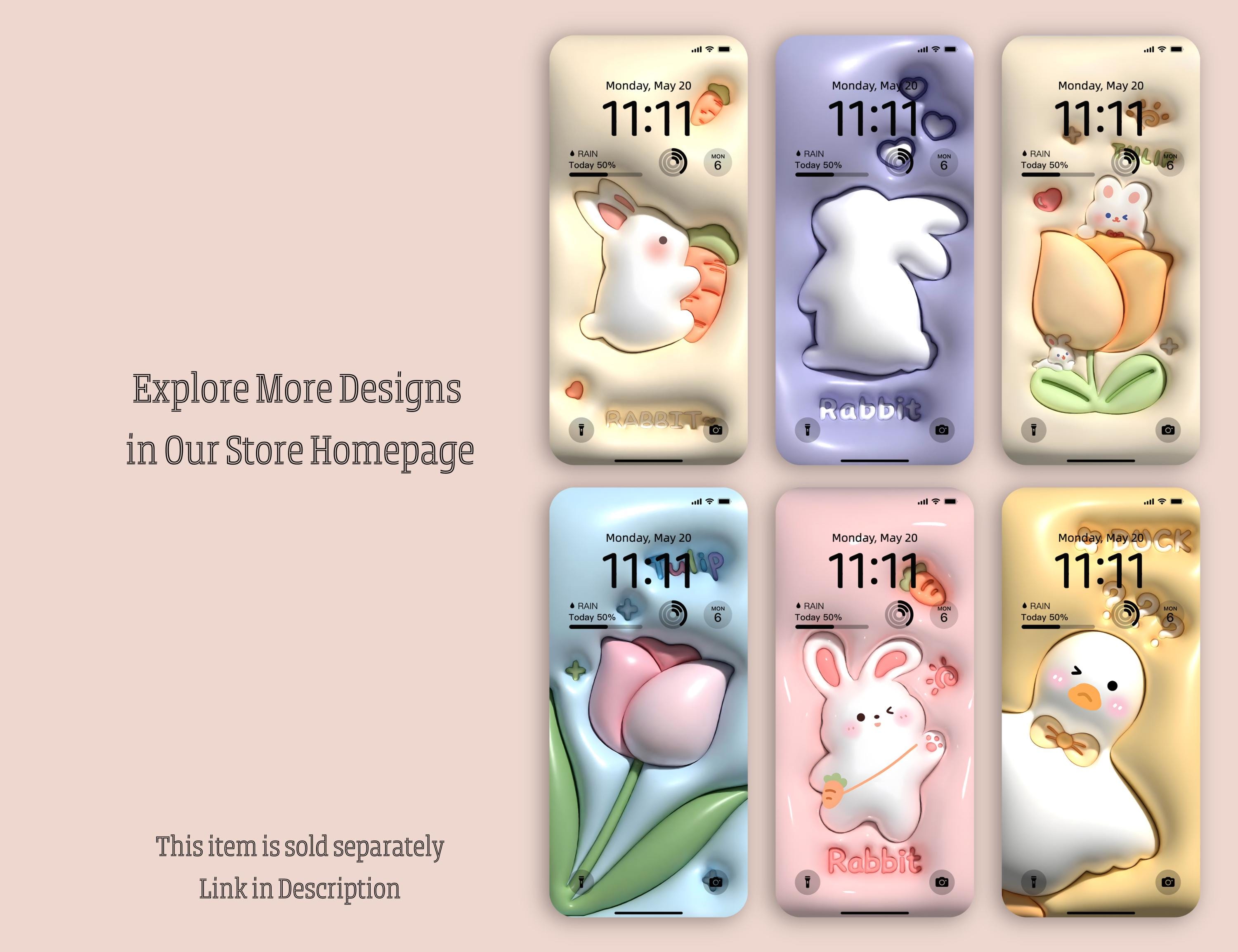 6 Cartoon 3D iPhone Wallpaper Bundle | Digital Download | Ios Home ...