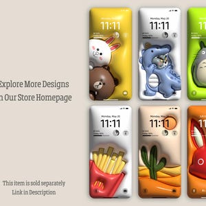 6 Cartoon 3D Smartphone 4k Wallpaper Bundle Digital Download Ios Home ...