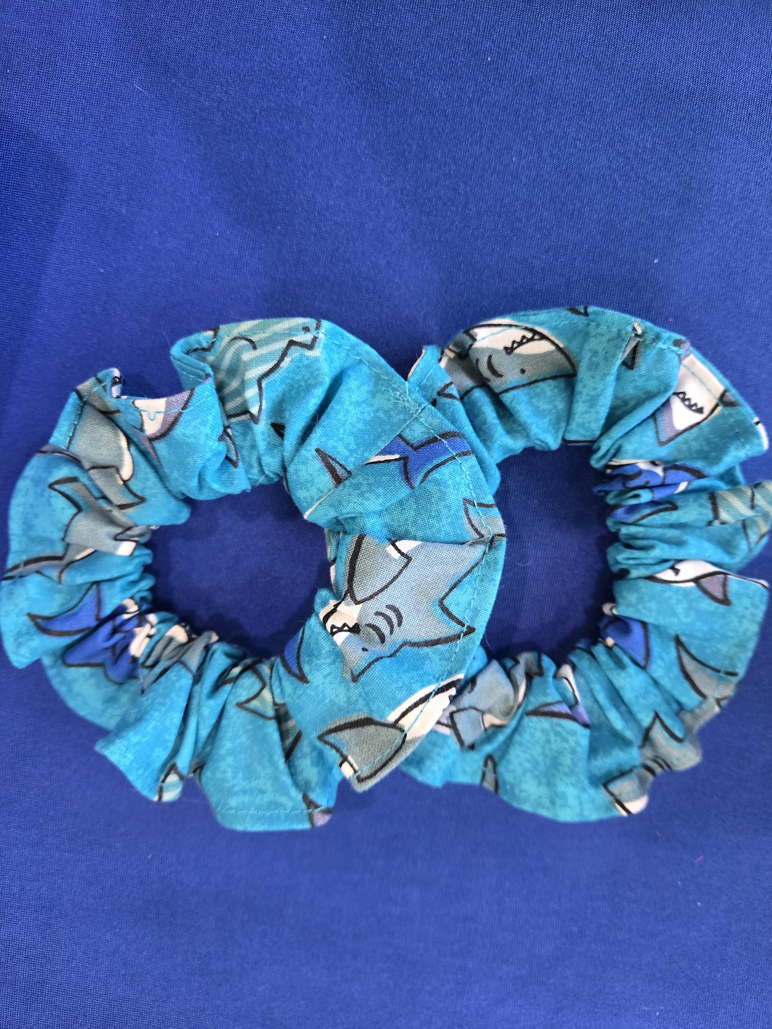 Shark Scrunchie – Handmade Hair Accessory With Blue Shark Fabric ...