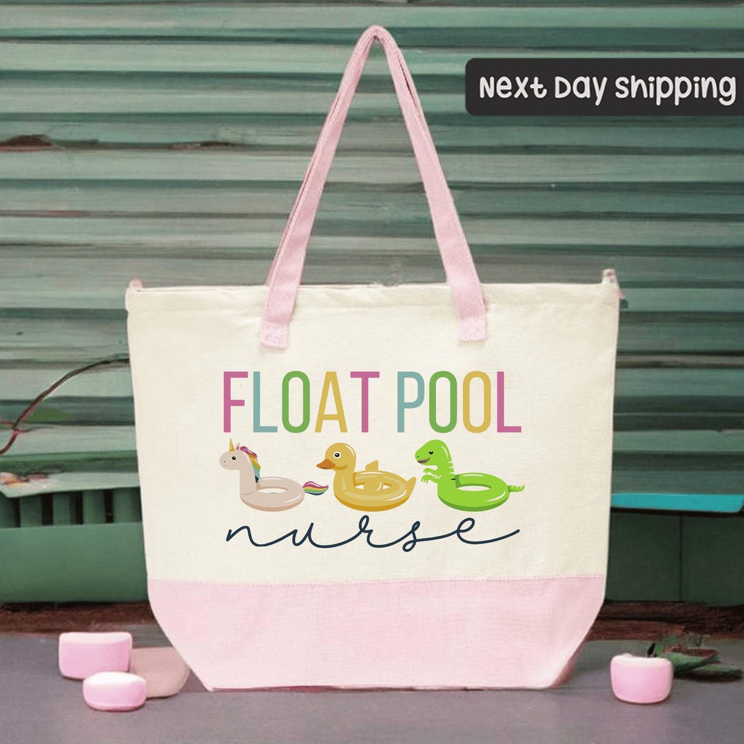 Float Pool Nurse Totebag, Retro Nurse Totebag, Funny Registered Nurse ...