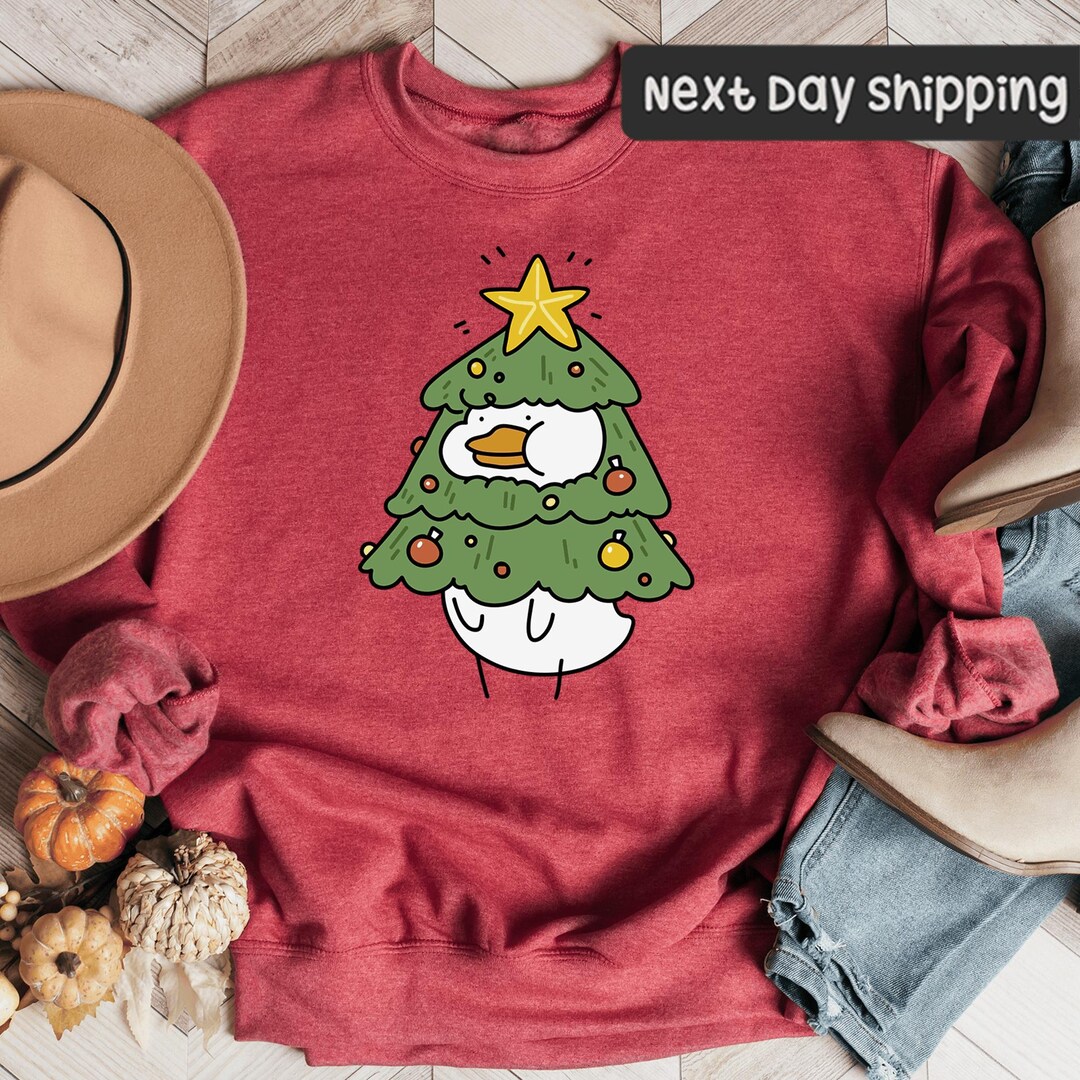 Christmas Duck Tree Sweatshirt, Duck Christmas Sweater, Funny Christmas ...