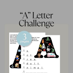 Kids Learning Activity | Alphabet Challenge Worksheet | Vocabulary ...